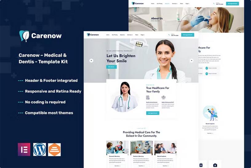 Carenow – Medical & Dentist Elementor Template Kit Latest Version ...