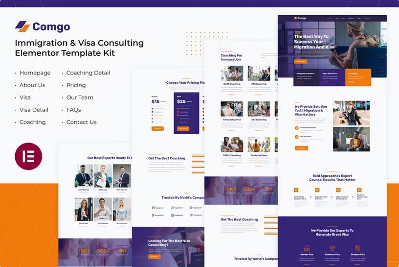Comgo | Immigration & Visa Consulting Elementor Template Kit Latest ...