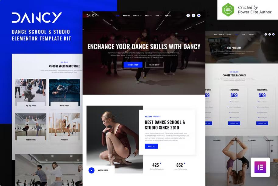 Dancy – Dance School & Studio Elementor Template Kit Latest Version ...