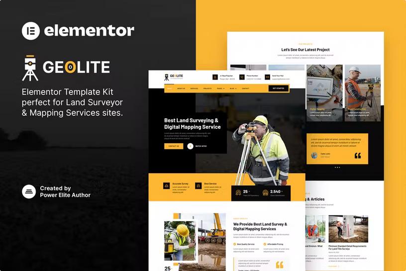 Geolite – Land Surveying & Digital Mapping Elementor Template Kit ...