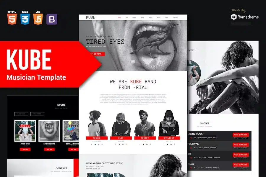 Kube - Musician, DJ, Band, Music HTML Template Latest Version ...